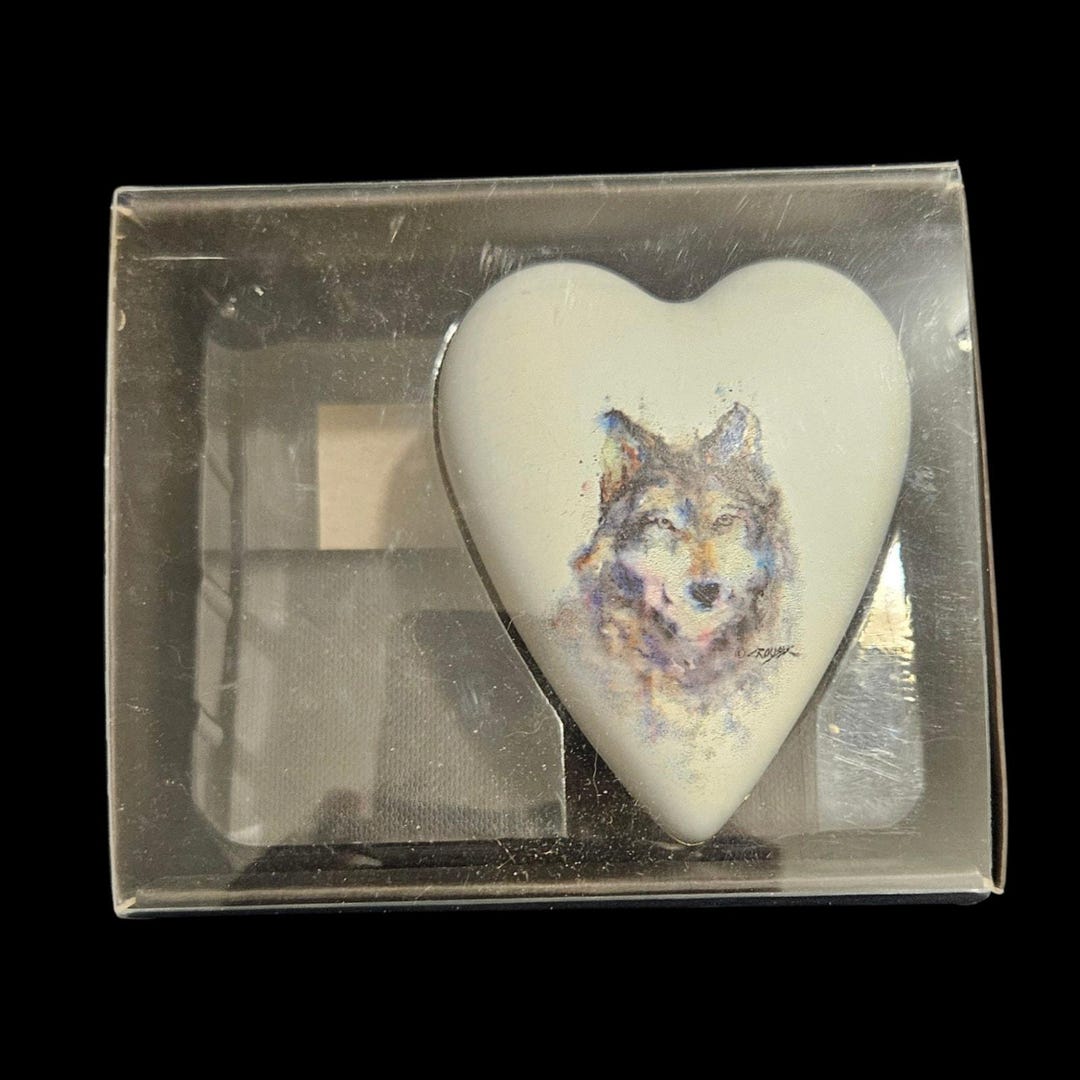 Demdeco Art Heart Keeper Wolf Trinket Box by D. Jayne Heart Shaped ...