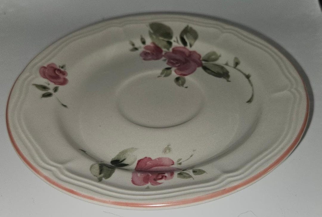 Gibson Rose Floral 6.5" Saucers Set of 4 Vintage Stoneware - Etsy