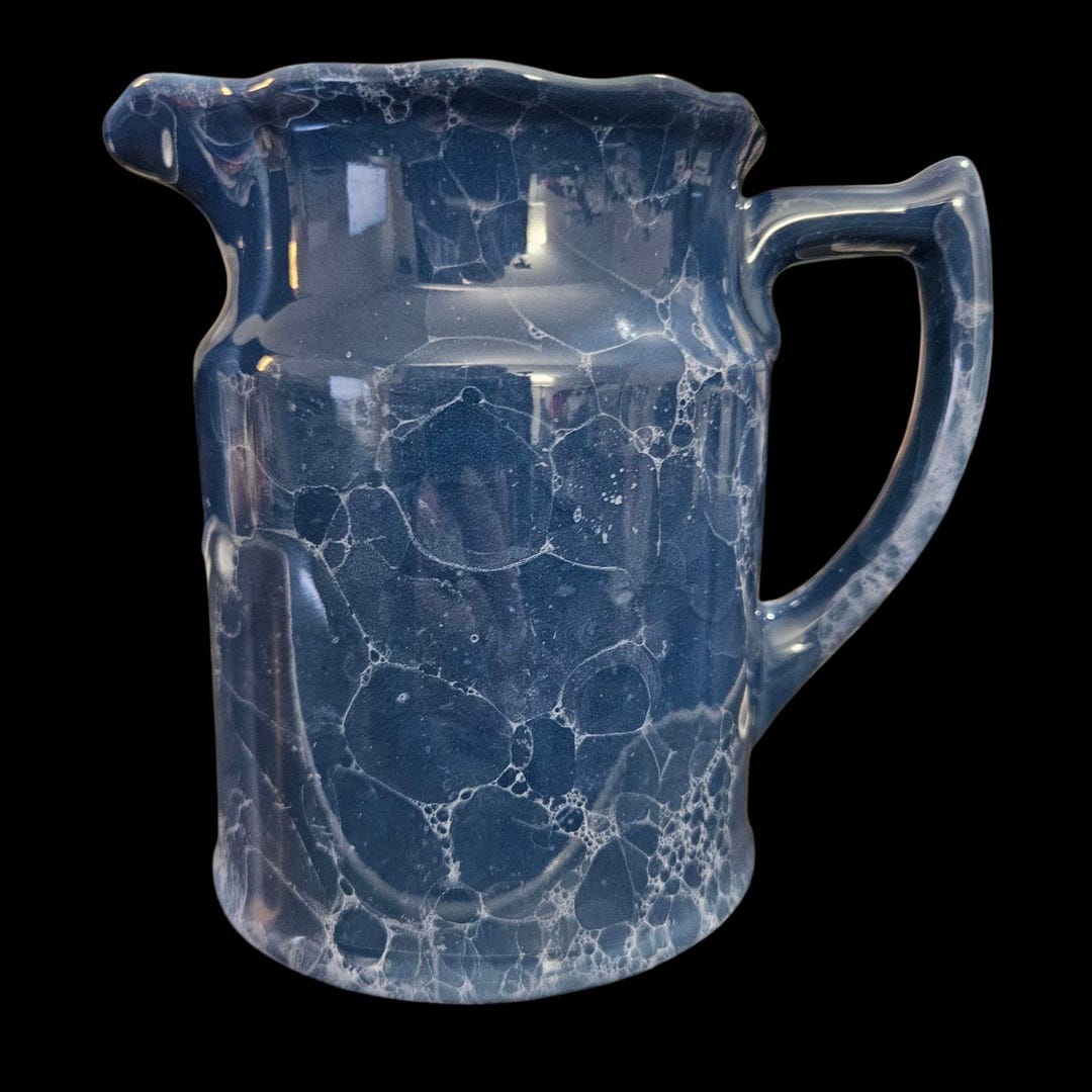 Vintage Action Pallian Blue Bubble Glaze Pottery Pitcher Mid Century ...