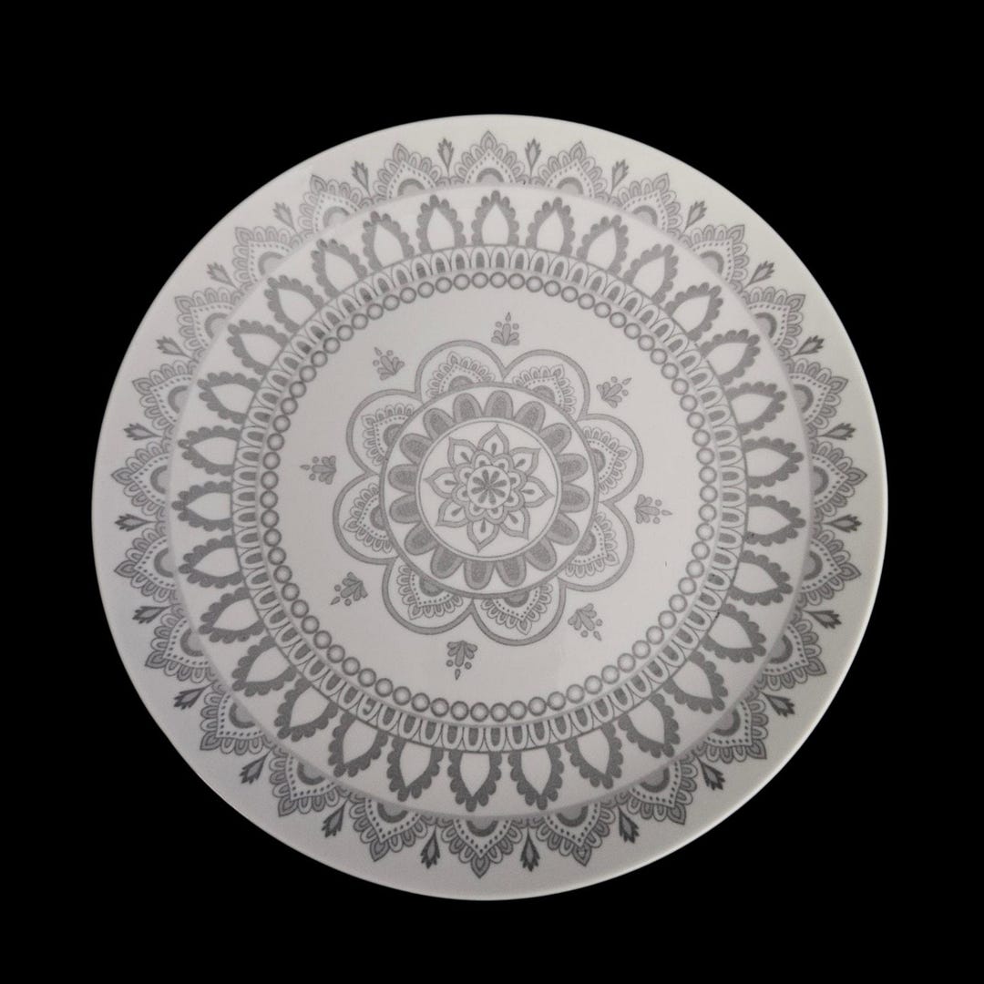 BIA Cordon Bleu Gray Mandala Salad Plates Set of 4 White China - Etsy