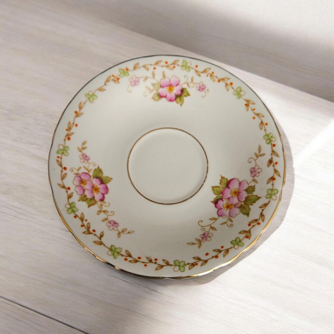 Vintage Sutherland China Saucer Pink Floral Bone China Made in England ...