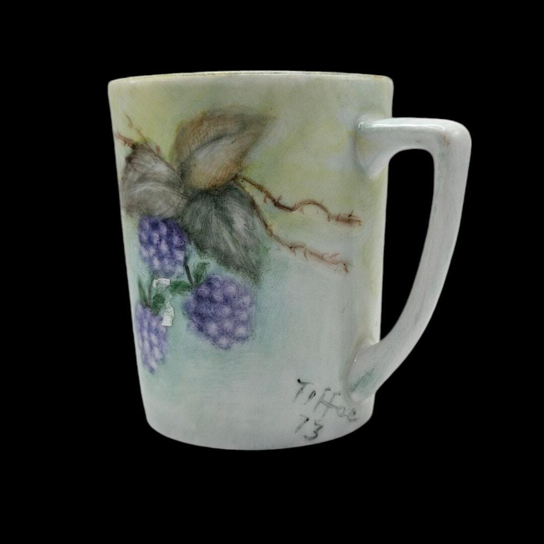 Vintage Signed Tiffae 73 Floral Design Art Mug 3.25" Tall - Etsy