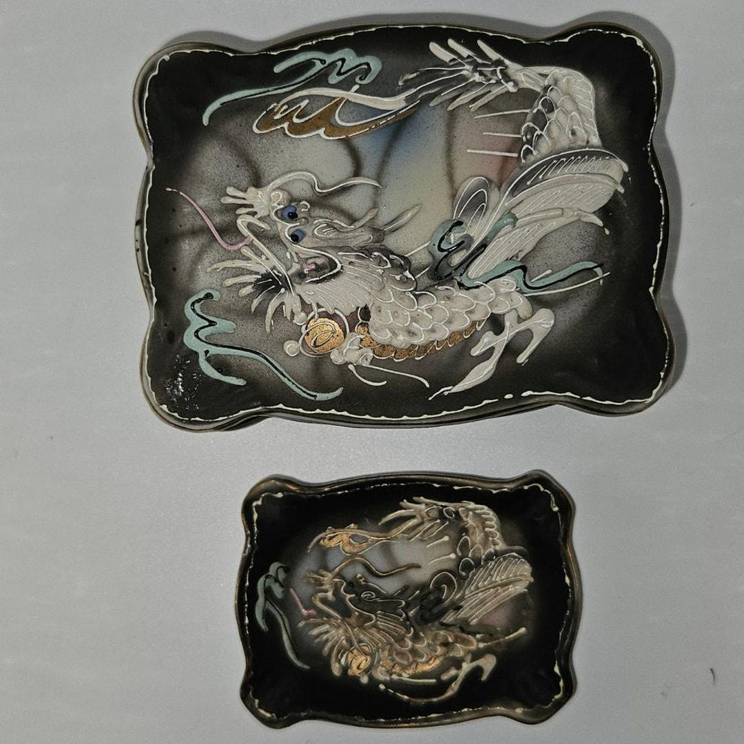 Vintage Porcelain Dragonware Trinket Box With Ring Dish - Etsy