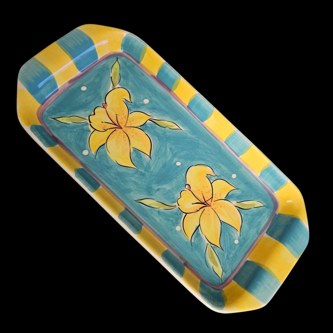 Heather Outlaw Flora Dora Essex Hand Painted Rectangular Ceramic ...