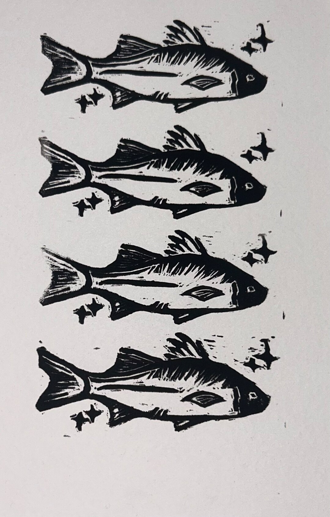 Fish Linocut Print - Etsy
