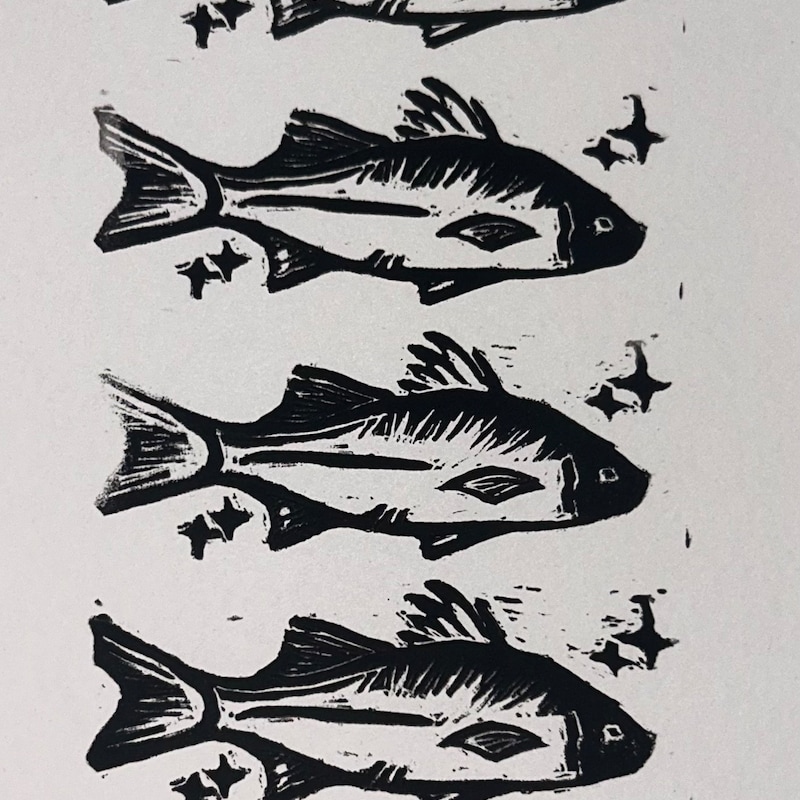 Fish Linocut - Etsy