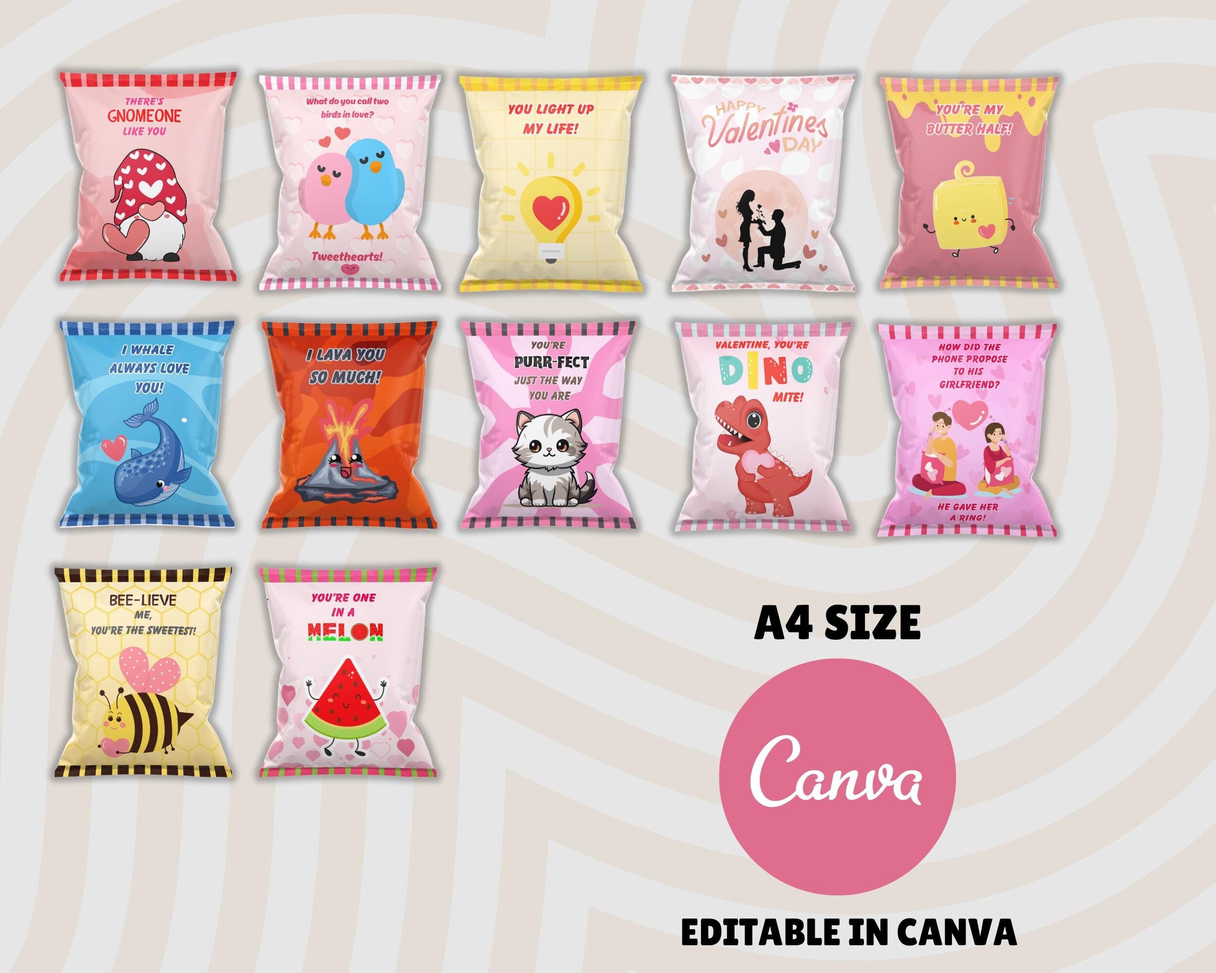 Valentines Day Chip Bag Template / Canva Template / Chip Bag Editable ...