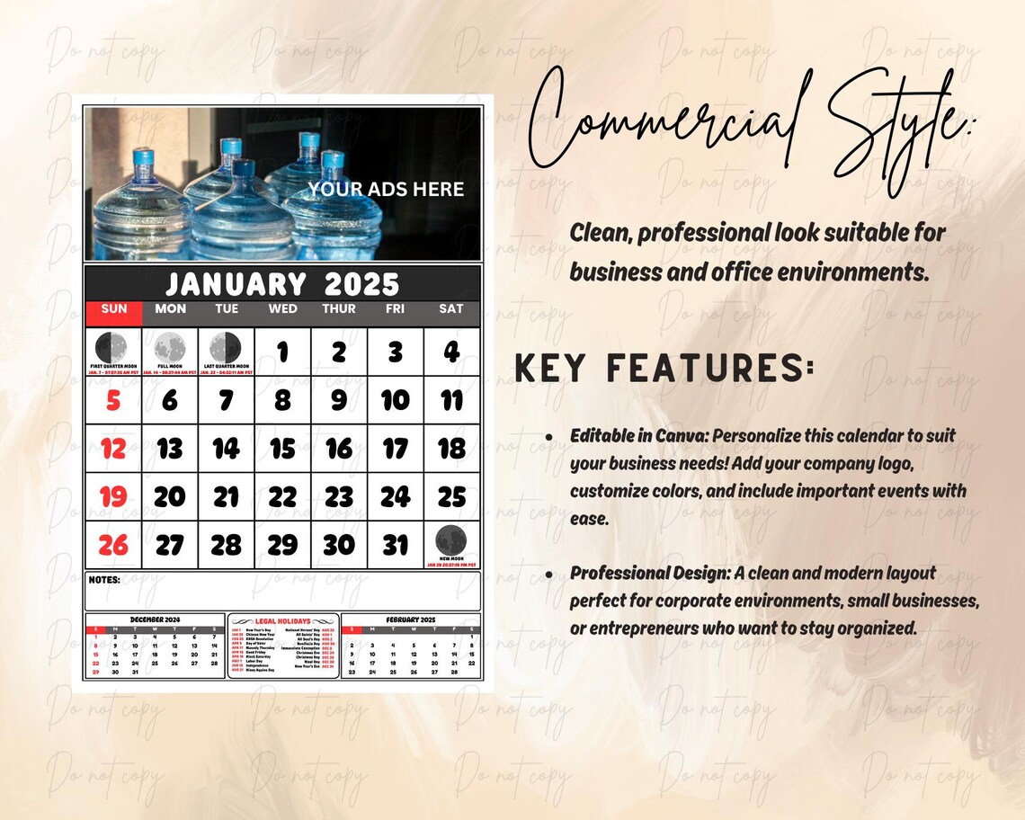 Commercial Calendar 2025 | Editable & Printable in Canva | Business ...