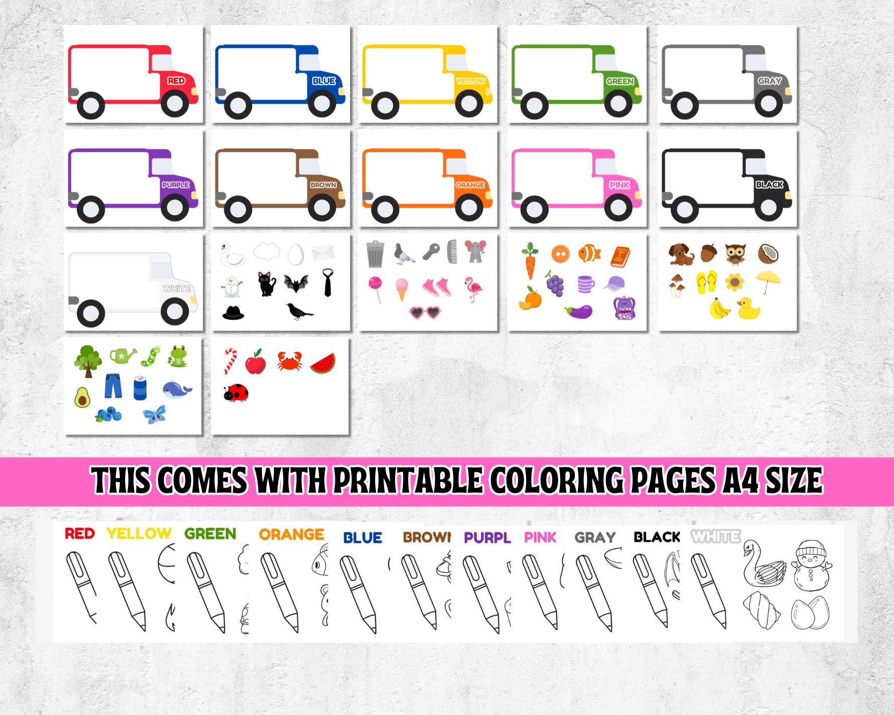 Color Sorting Game, Matching Colors, Toddler Busy Book Printable Color ...