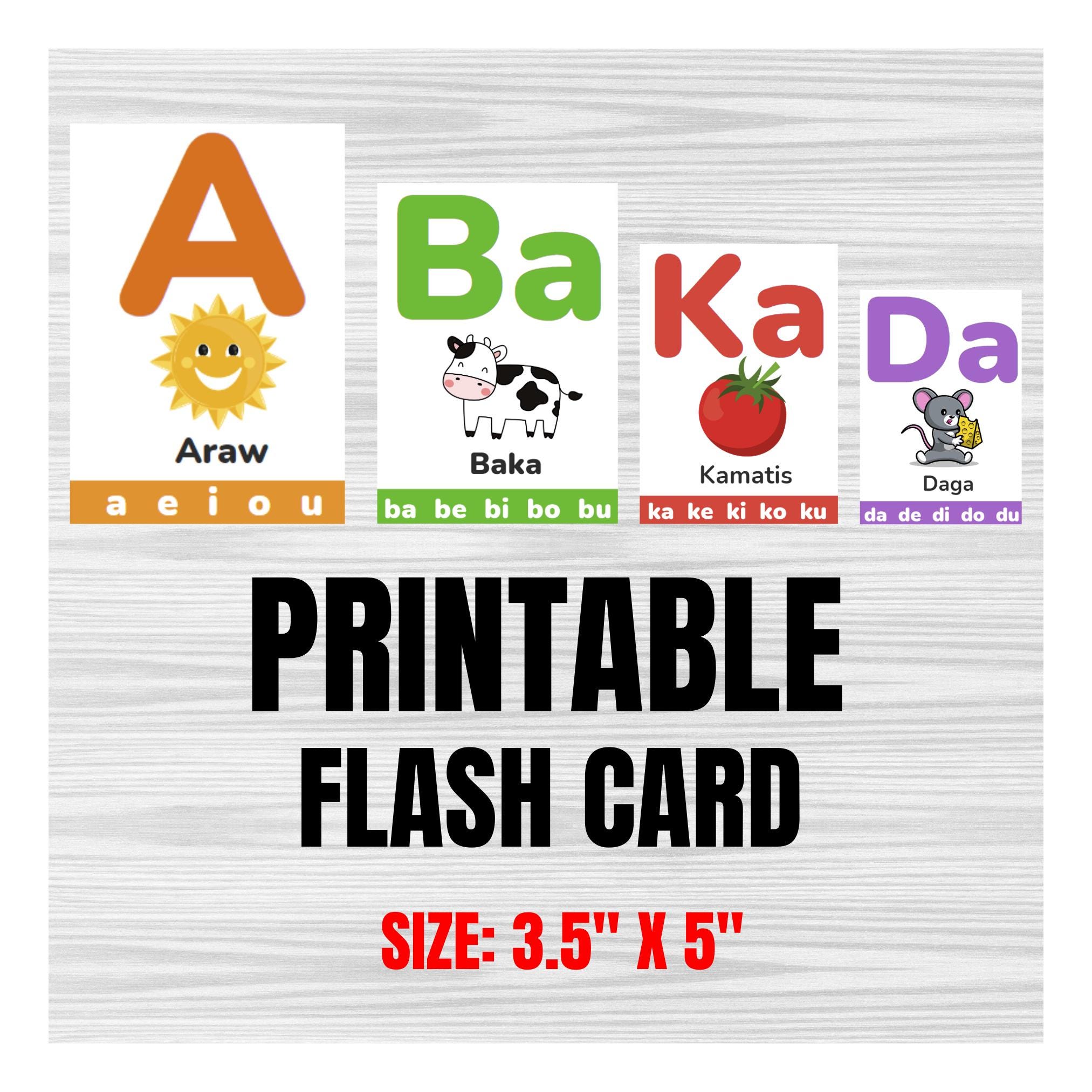 ABAKADA Flash Card Printable, Filipino ABAKADA Learning Materials for ...