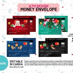 Money Envelope for Christmas Day, ATM Style Money Card, Christmas Money ...