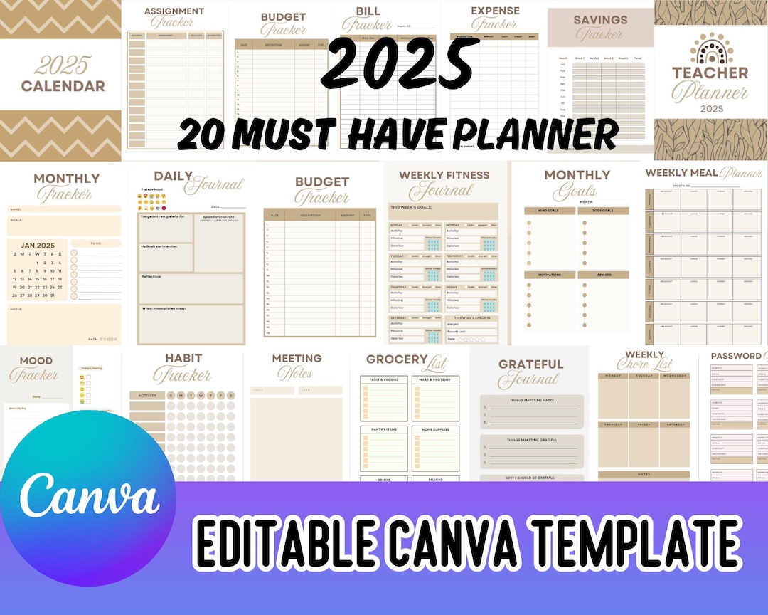 Planner Bundle 2025 Must Have Teacher Journal, Calendar 2025, Budget ...