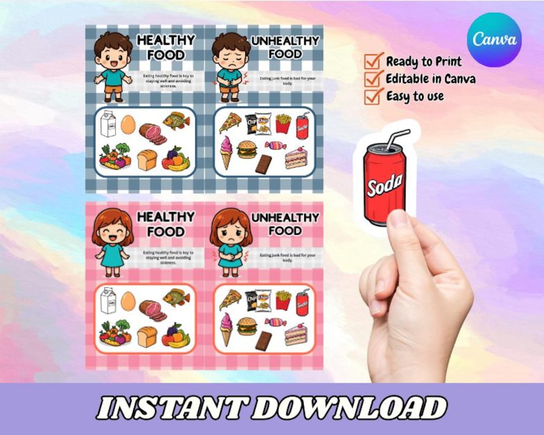 Healthy Vs Unhealthy Food Activity | Printable Nutrition Learning Cards ...