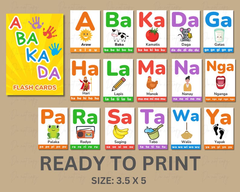 ABAKADA Flash Card Printable, Filipino ABAKADA Learning Materials for ...