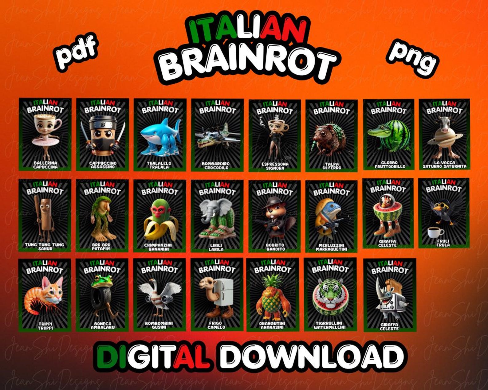 Brainrot Meme Cards: Funny Printable PNG and PDF Digital Download - Etsy