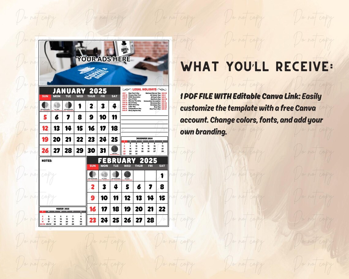 Commercial Calendar 2025 | Editable & Printable in Canva | Business ...