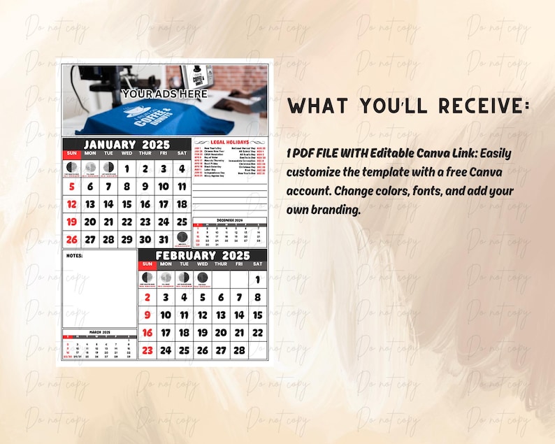 Commercial Calendar 2025 | Editable & Printable in Canva | Business ...