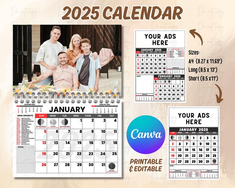 Commercial Calendar 2025 | Editable & Printable in Canva | Business ...