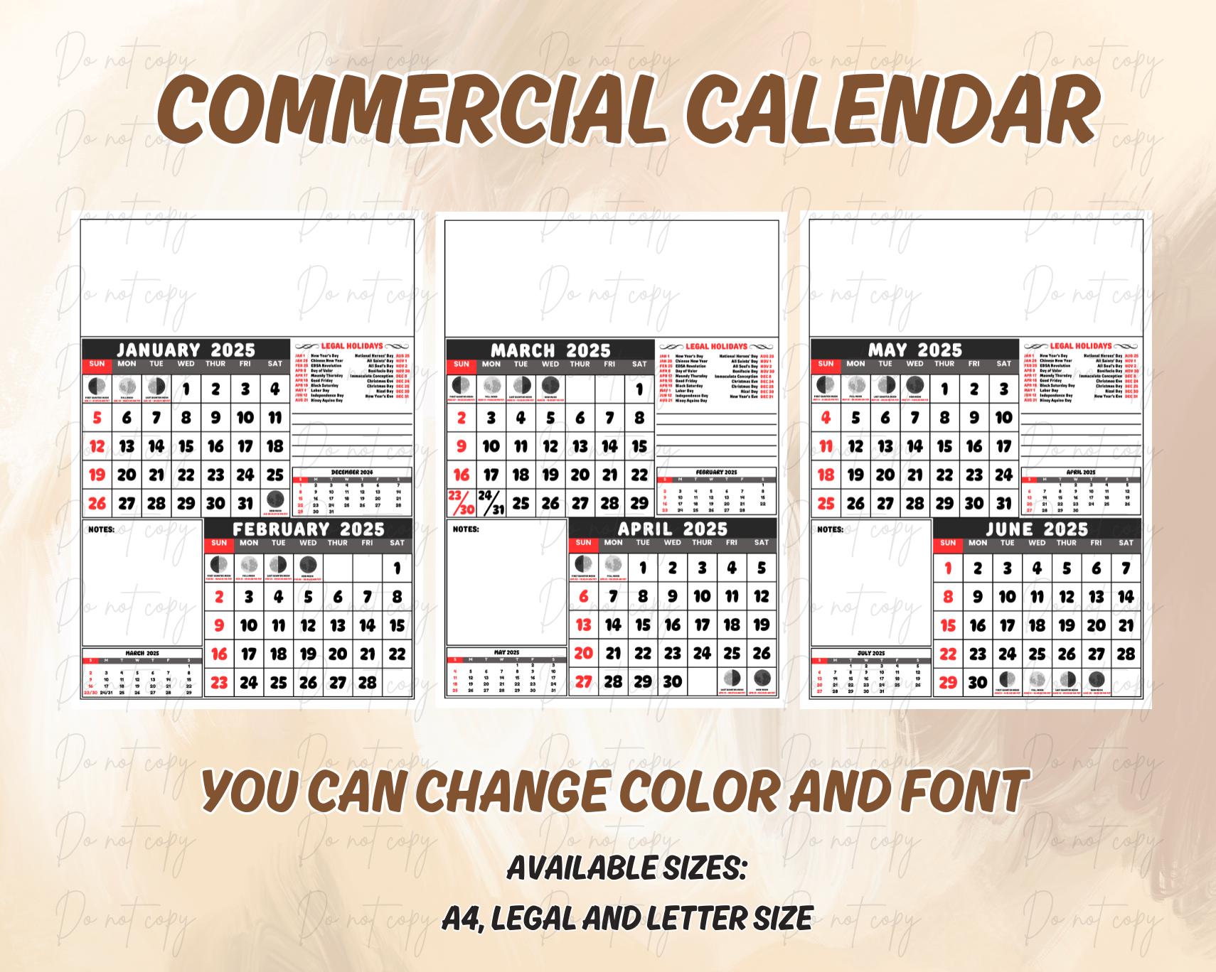 Commercial Calendar 2025 | Editable & Printable in Canva | Business ...