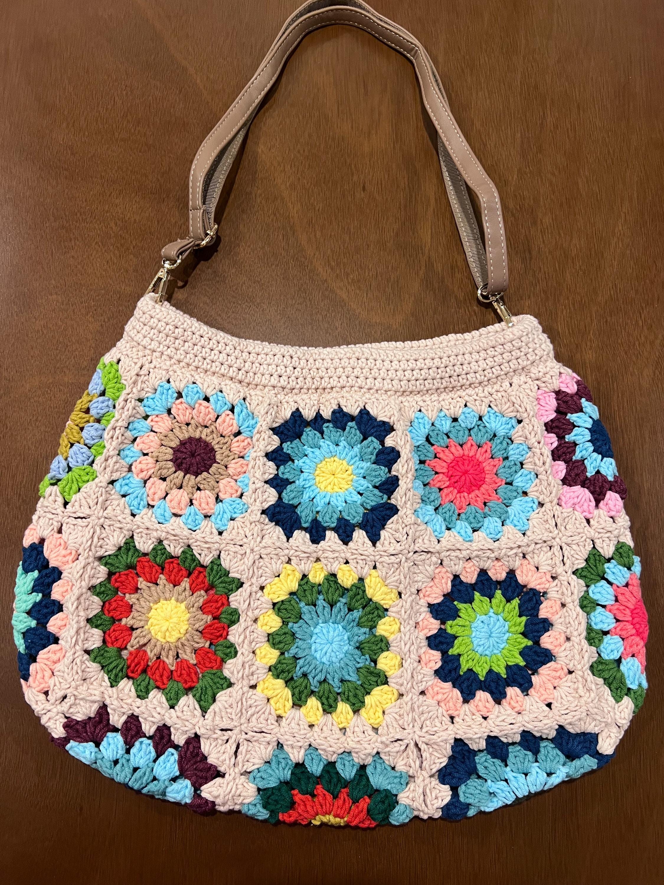 Vintage Crochet Bag, Handmade Granny Square Crochet, Vintage Style ...