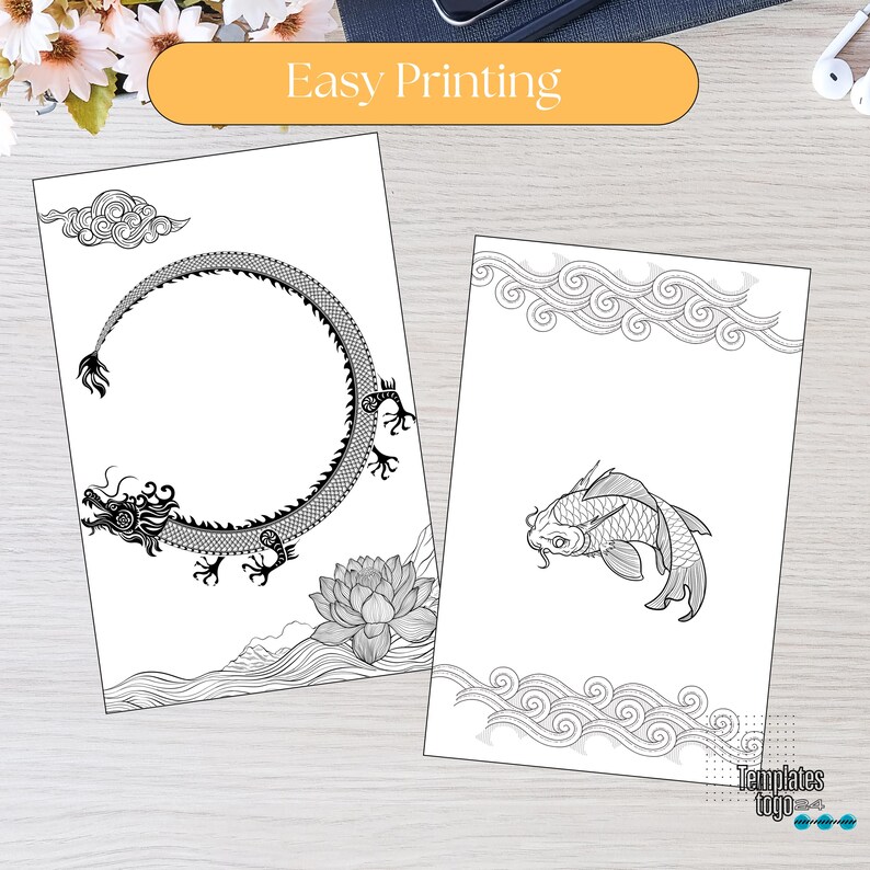 Journal Covers- Printable Journal Covers- Oriental Themed Journal ...