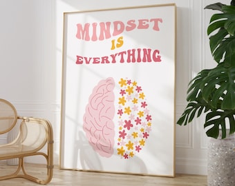 Growth Mindset Boho Brain Poster for Classrooms, Motivational Quotes ...