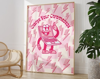 Charge Your Chromebook Retro Classroom Poster, Bulletin Board Kit ...