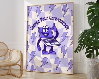 Charge Your Chromebook Retro Classroom Poster, Bulletin Board Kit ...