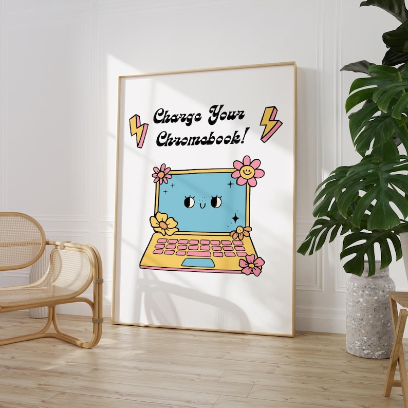 Charge Your Chromebook Retro Classroom Poster, Bulletin Board Kit ...