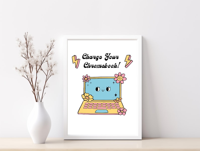 Charge Your Chromebook Retro Classroom Poster, Bulletin Board Kit ...