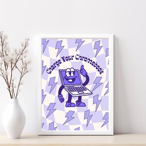 Charge Your Chromebook Retro Classroom Poster, Bulletin Board Kit ...