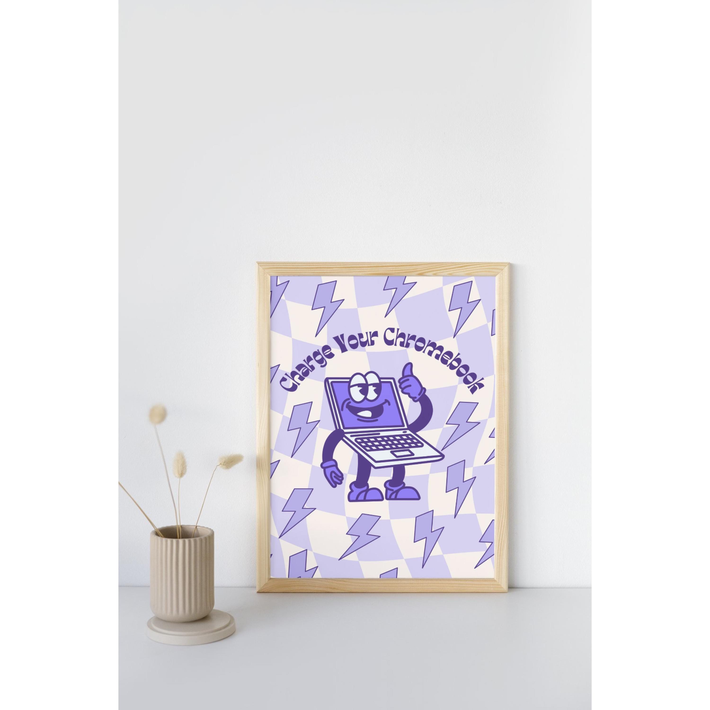 Charge Your Chromebook Retro Classroom Poster, Bulletin Board Kit ...
