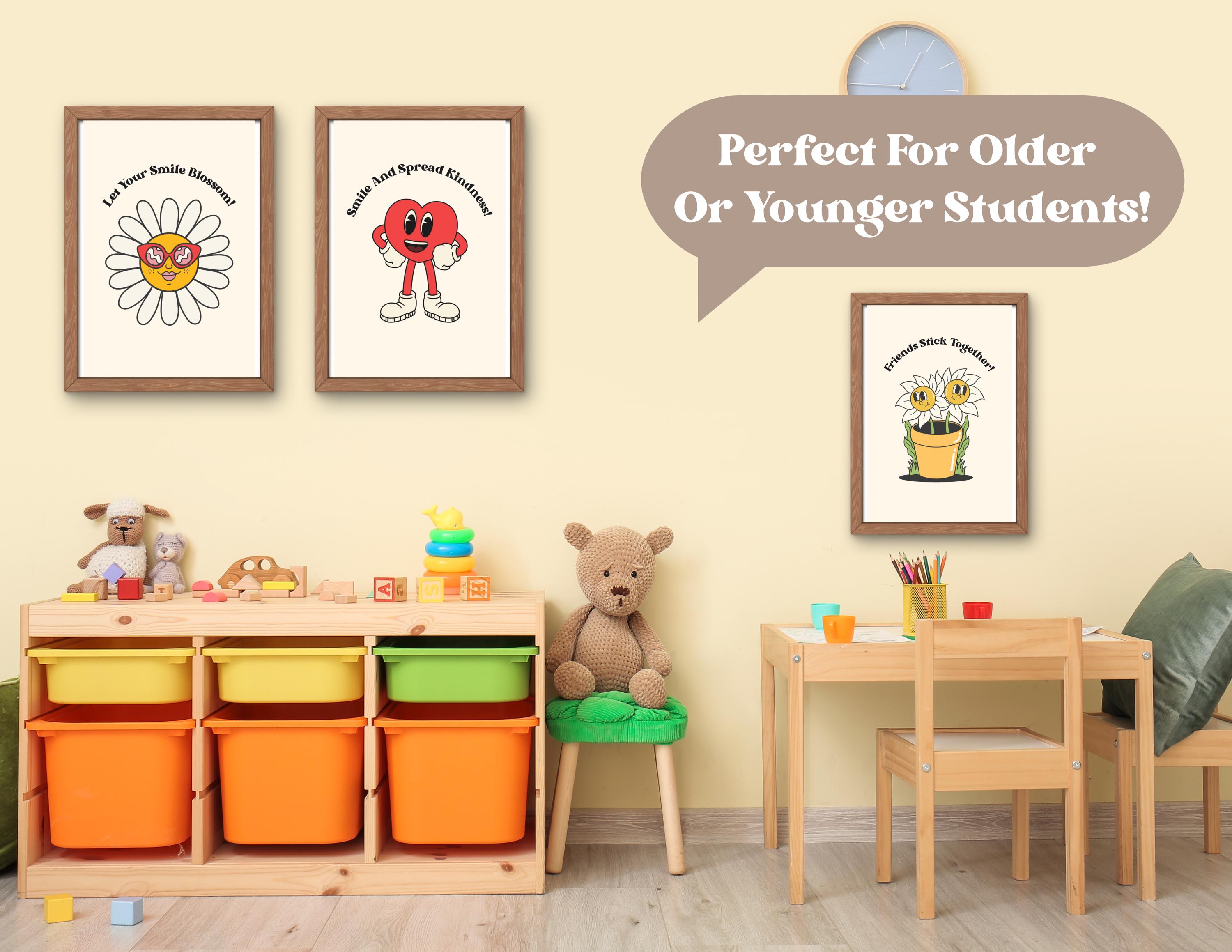 Boho Retro Educational Classroom Poster Bundle, Quotes, Emotions Chart ...