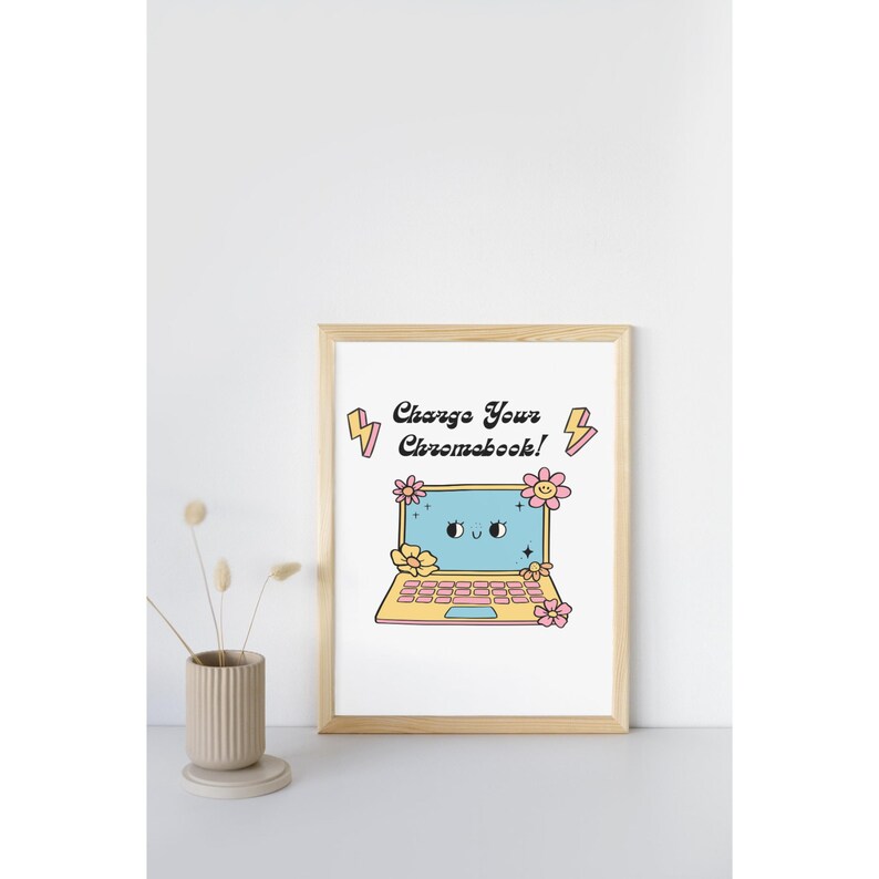 Charge Your Chromebook Retro Classroom Poster, Bulletin Board Kit ...