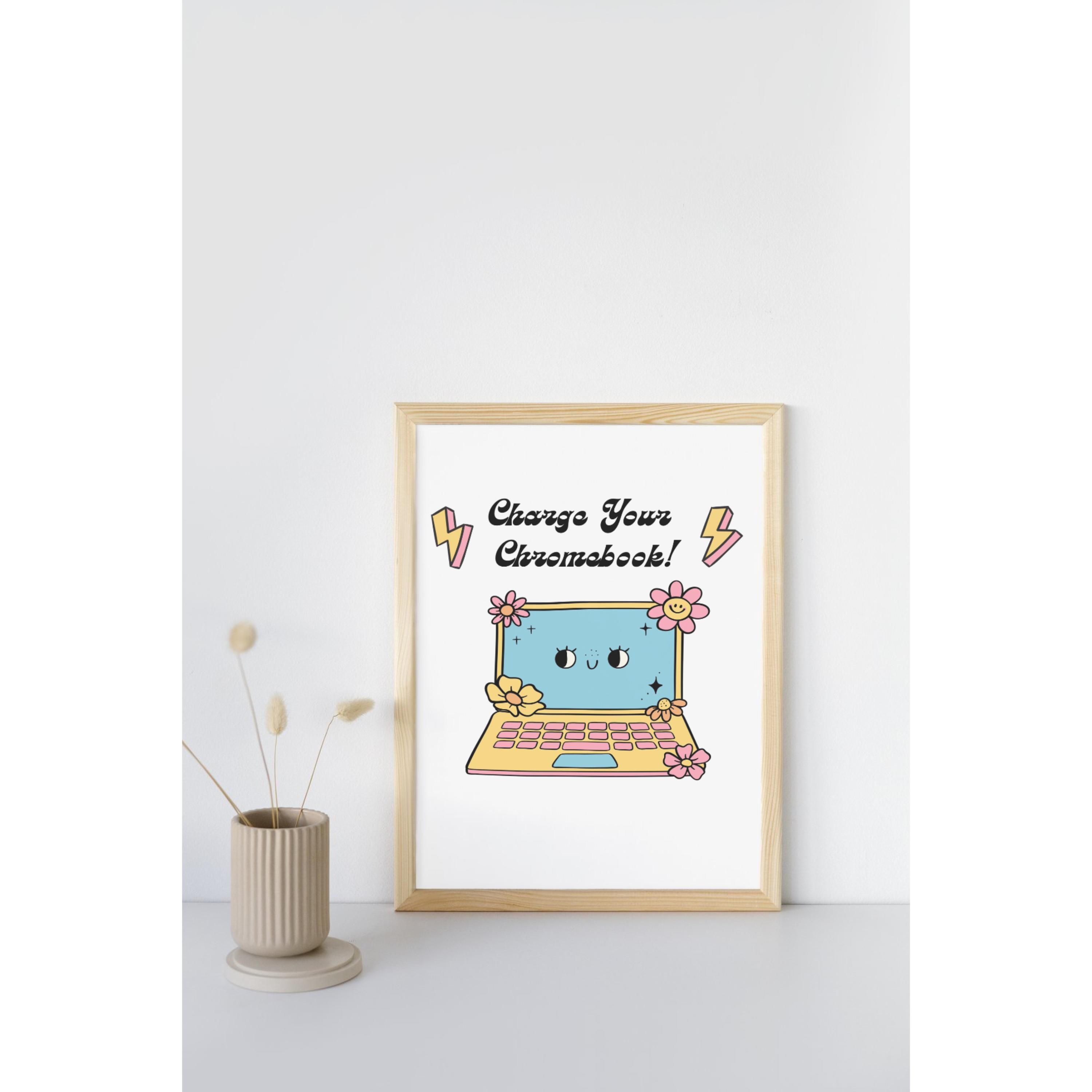 Charge Your Chromebook Retro Classroom Poster, Bulletin Board Kit ...