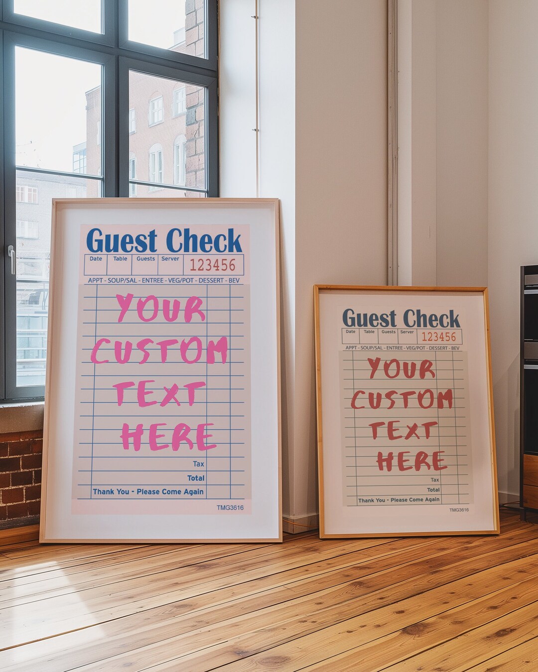 Custom Retro Guest Check Poster, College Apartment Decor, Dorm Wall Art ...