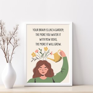 Growth Mindset Boho Brain Poster for Classrooms, Motivational Quotes ...