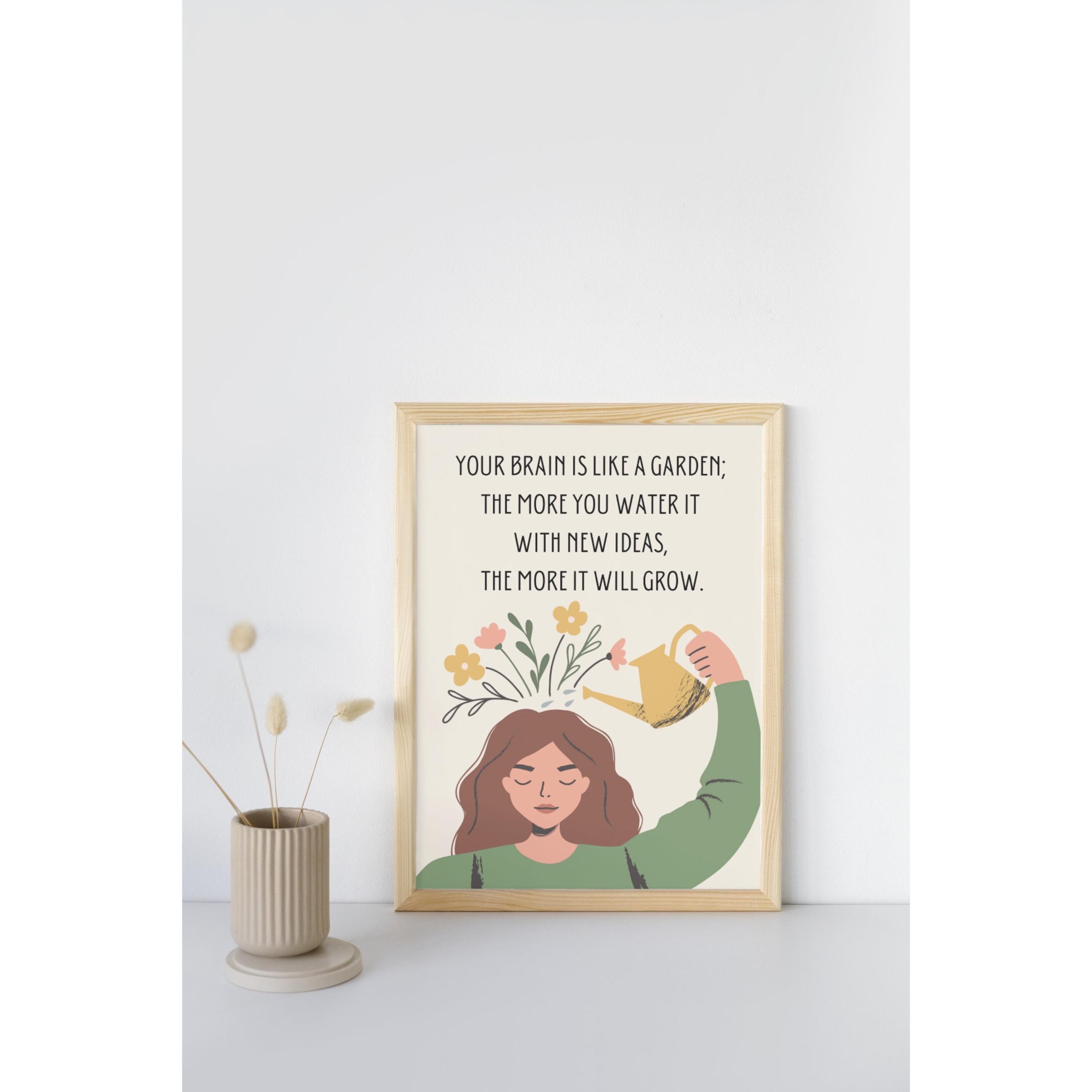 Growth Mindset Boho Brain Poster for Classrooms, Motivational Quotes ...