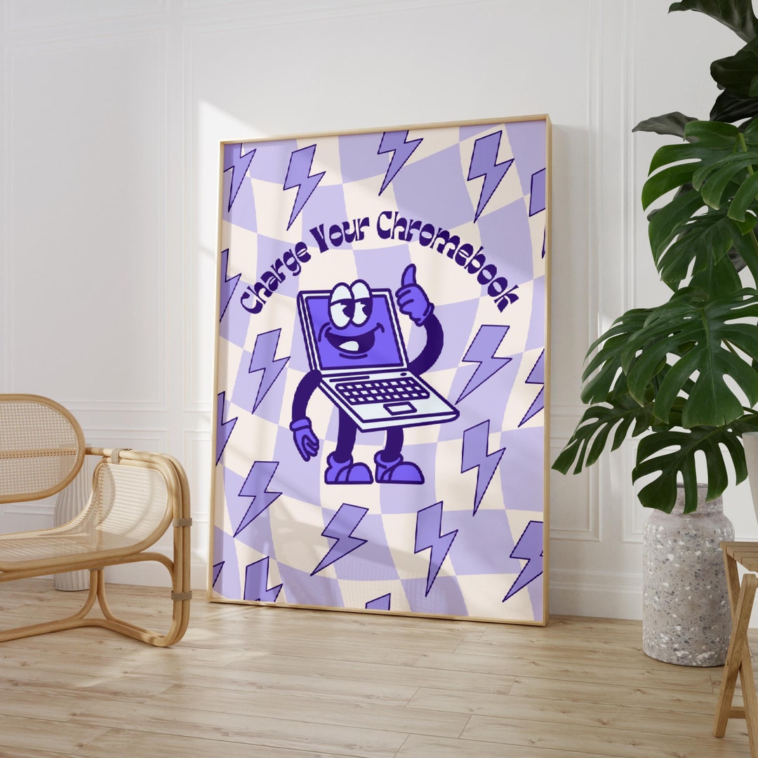 Charge Your Chromebook Retro Classroom Poster, Bulletin Board Kit ...