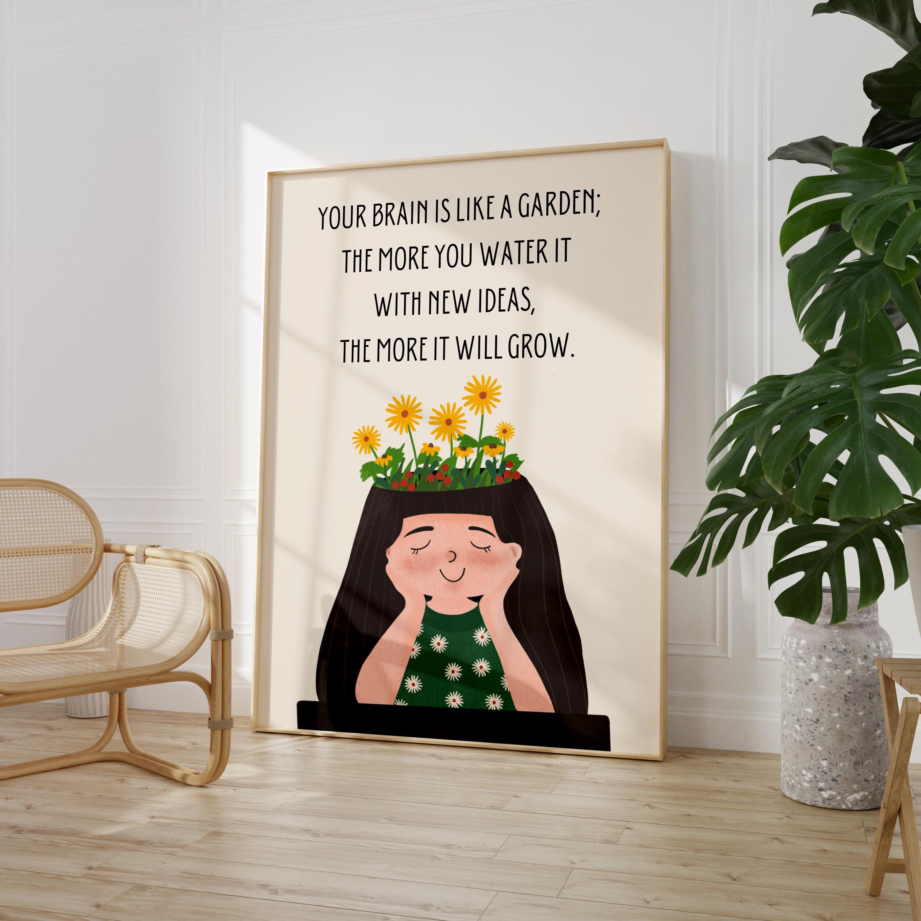 Growth Mindset Boho Brain Poster for Classrooms, Motivational Quotes ...