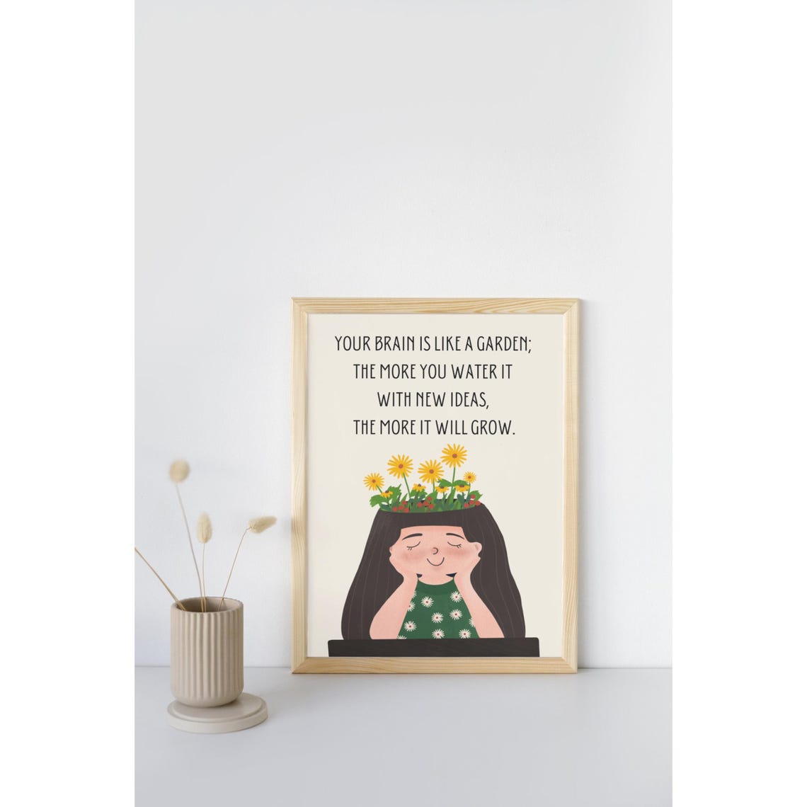 Growth Mindset Boho Brain Poster for Classrooms, Motivational Quotes ...