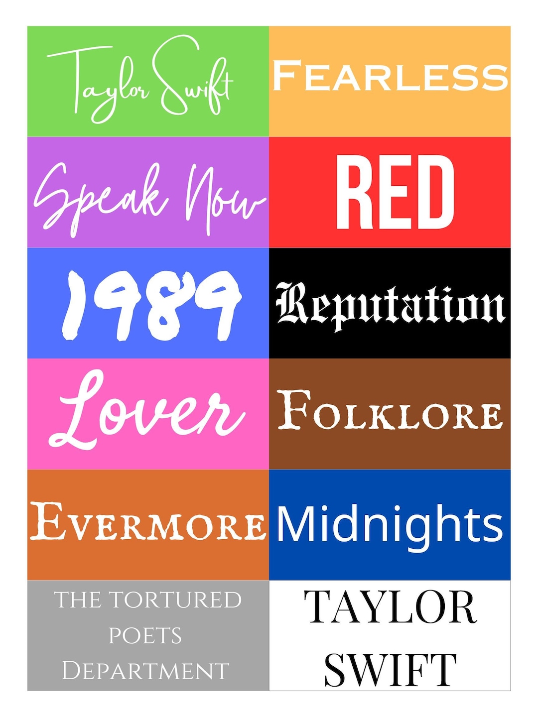 Taylor Swift Eras Poster - Etsy