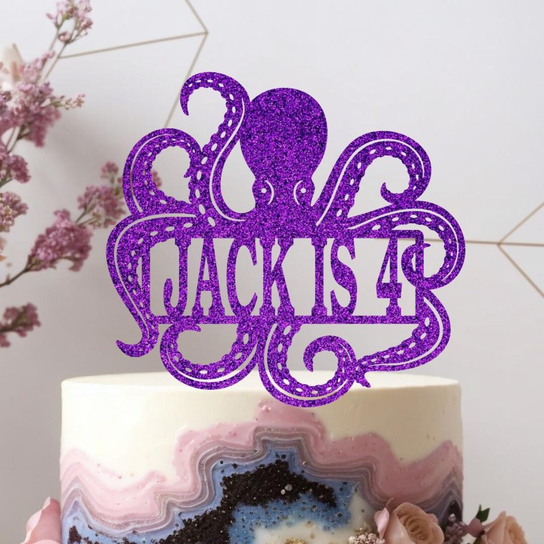 Octopus Glitter Cake Topper, Under the Sea Party Decor - Etsy