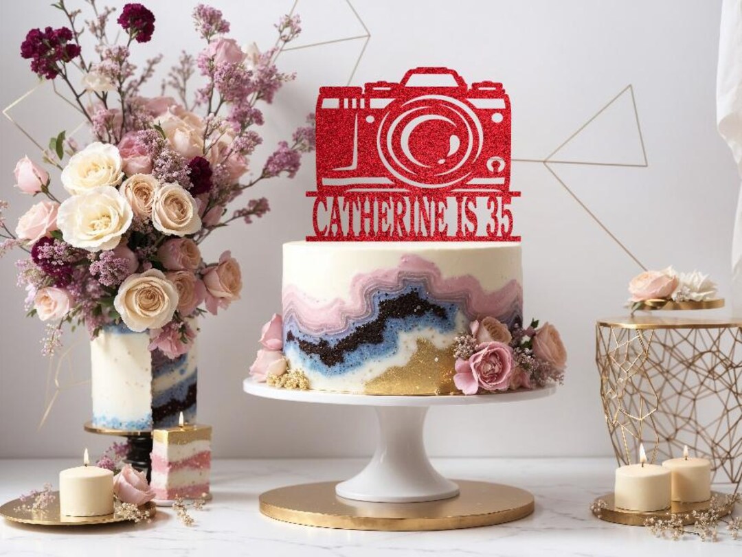Personalized Camera Glitter Cake Topper, Photography Birthday Decor - Etsy