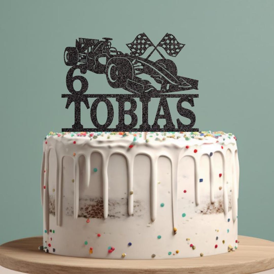 Personalized Glitter Racing Car Cake Topper, Formula One Theme - Etsy