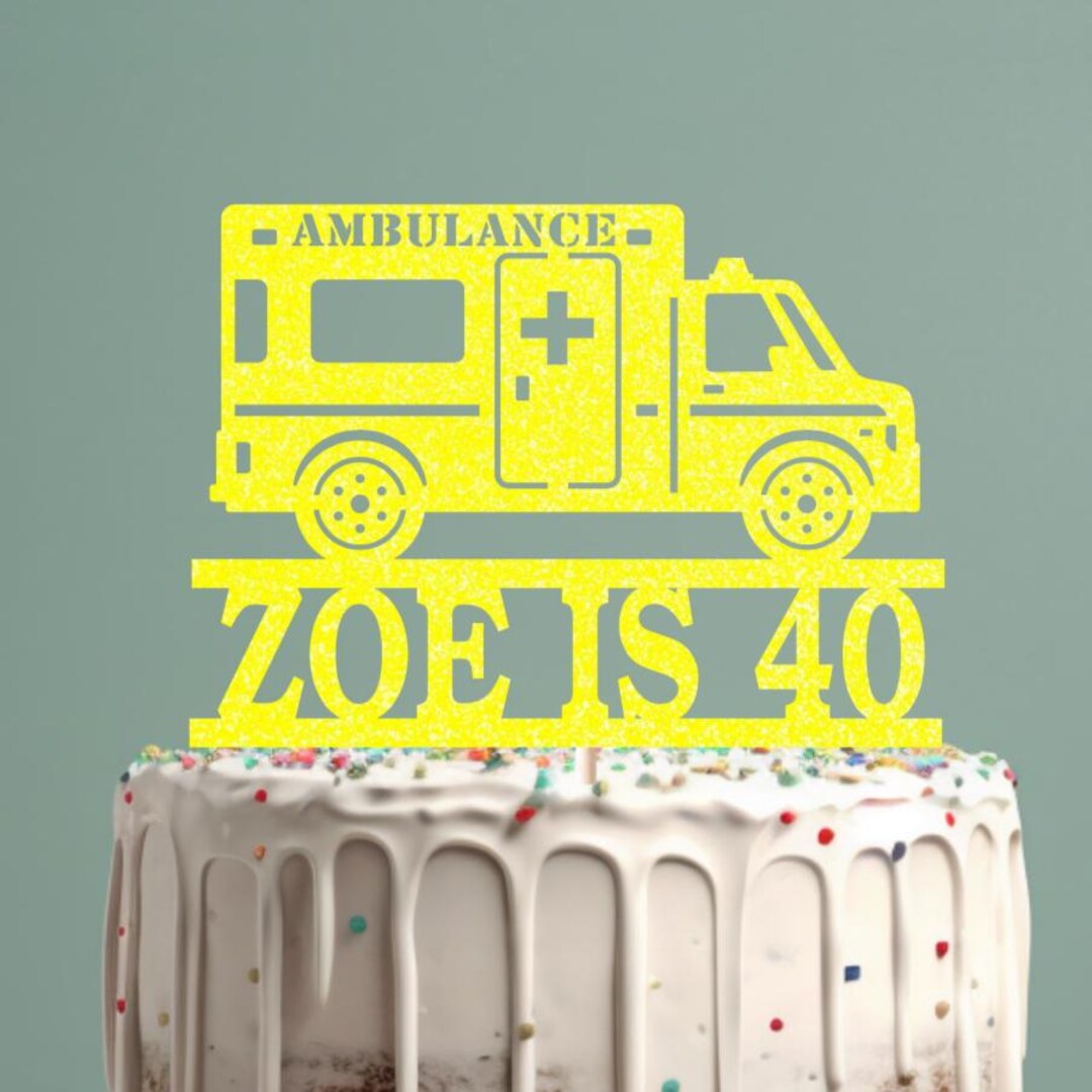Ambulance Glitter Cake Topper, Paramedic Nurse Theme, Custom Birthday ...