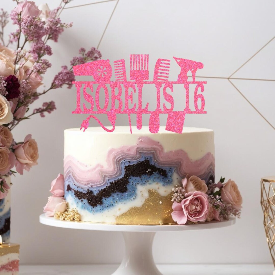 Custom Hairstylist Birthday Cake Topper, Hairdresser Glitter Card ...