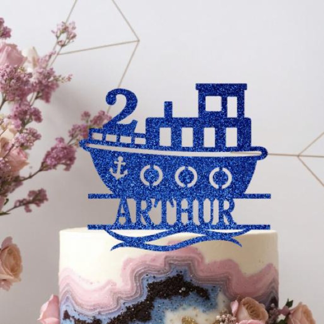 Personalised Tugboat Glitter Cake Topper. Under the Sea Party. Sailboat ...