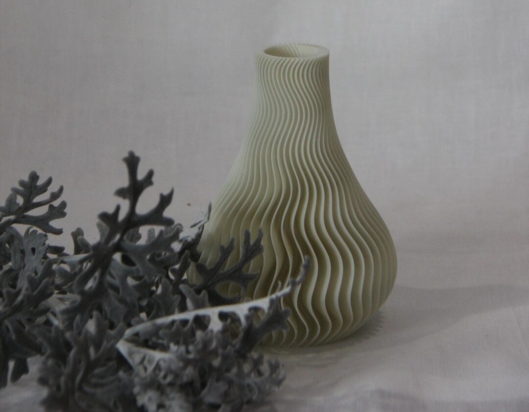 3D Printed Bone Colour Vase. Wavy Design. - Etsy