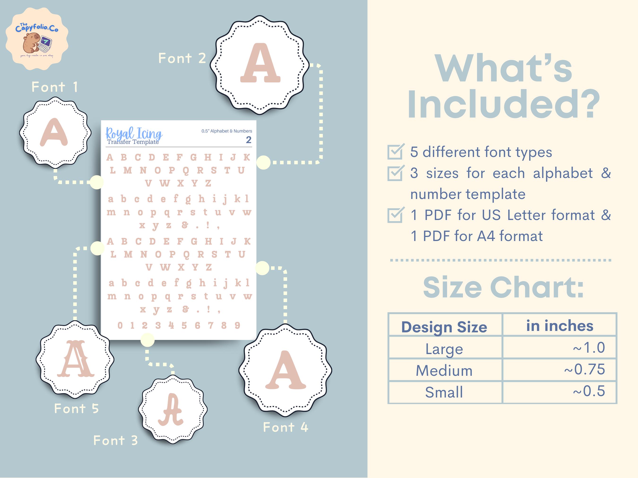 Alphabet Royal Icing Transfer Sheet, Royal Icing Template Royal Icing ...